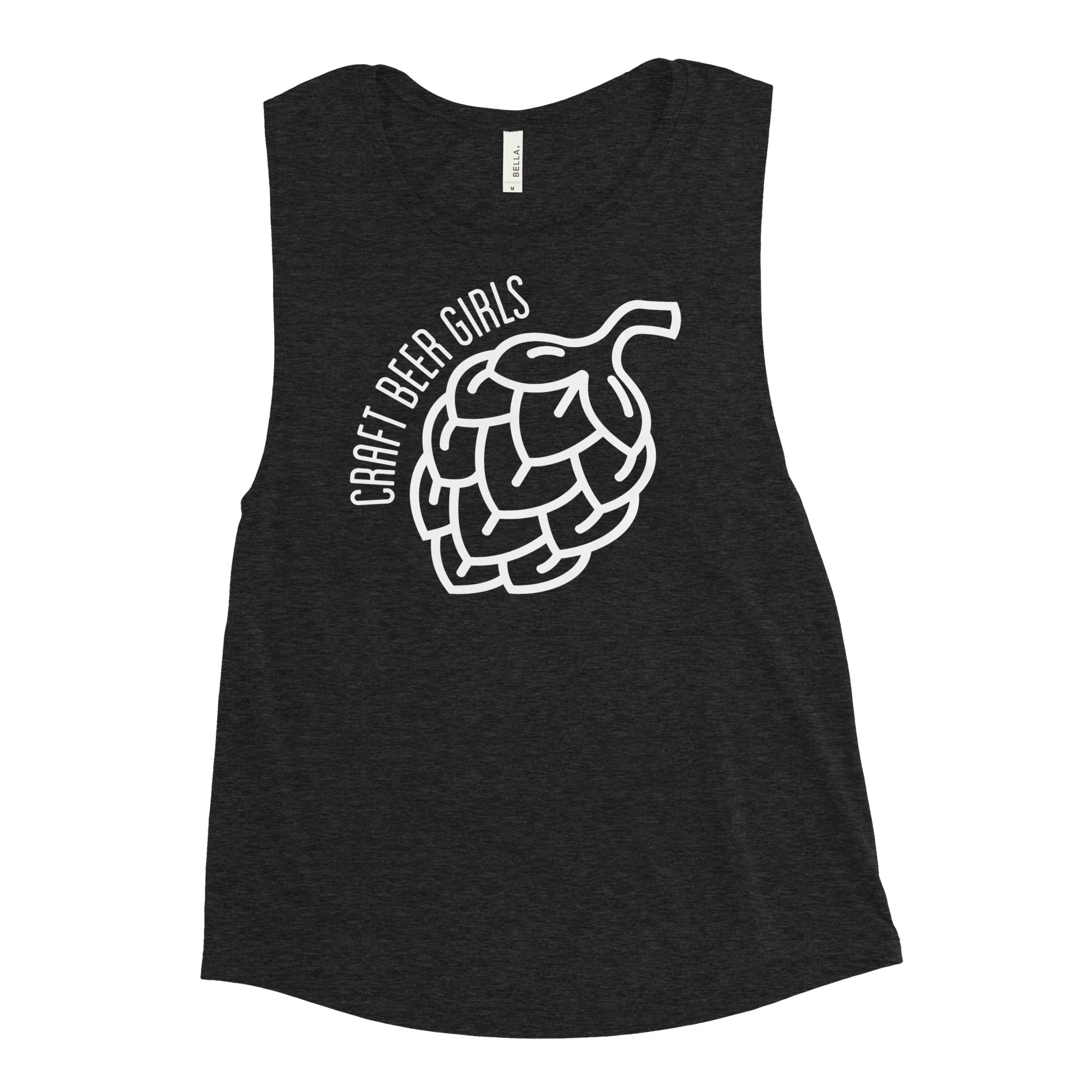 Classic CBG Logo in White Ladies’ Muscle Tank – Craft Beer Girls